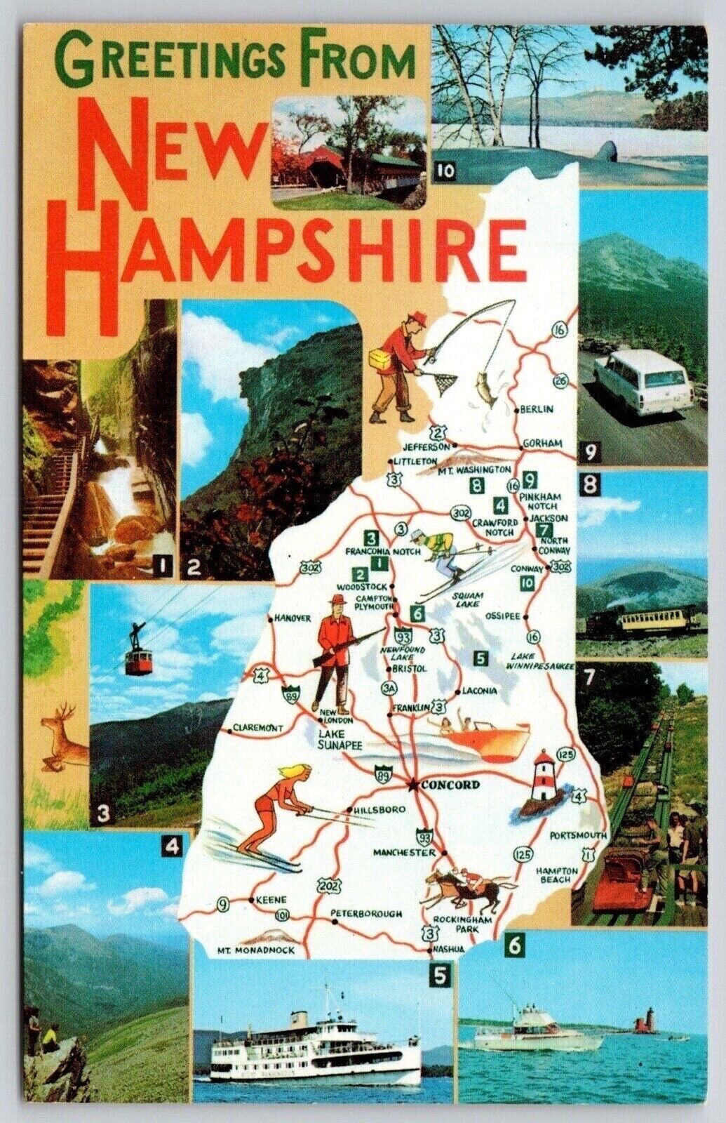 Greetings From New Hampshire Map Multiview Flume Gorge Old Man Mts ...