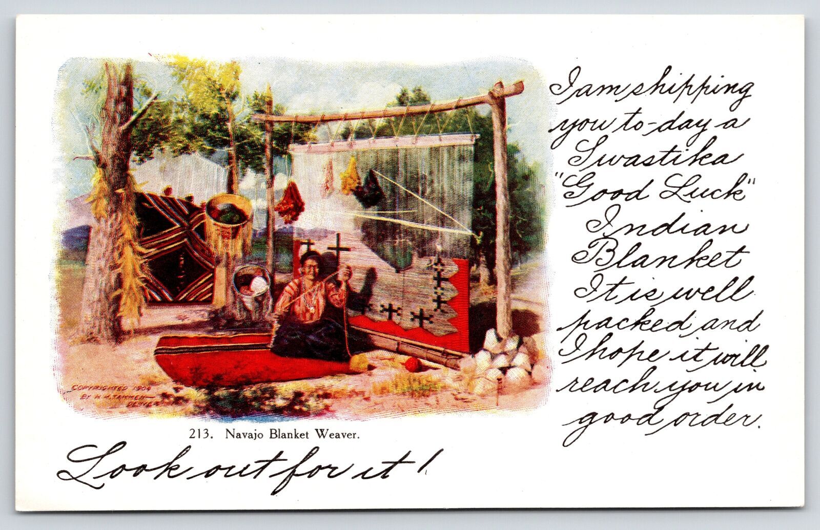 Native Americana~Navajo Blanket Weaver~Indian Swastika Good Luck To You ...