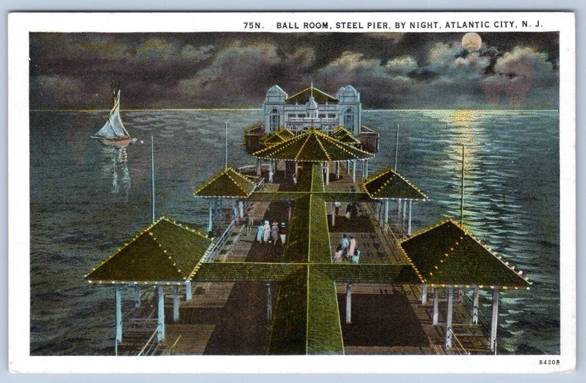 1910-20'S Ballroom Steel Pier at Night Atlantic City NJ New Jersey ...