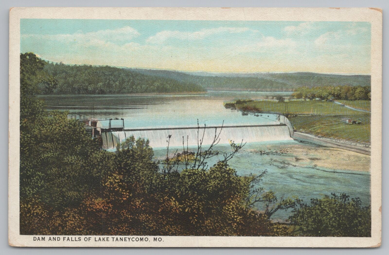 Lake Taneycomo Missouri~Birds Eye View Of Dam And Falls~Vintage ...