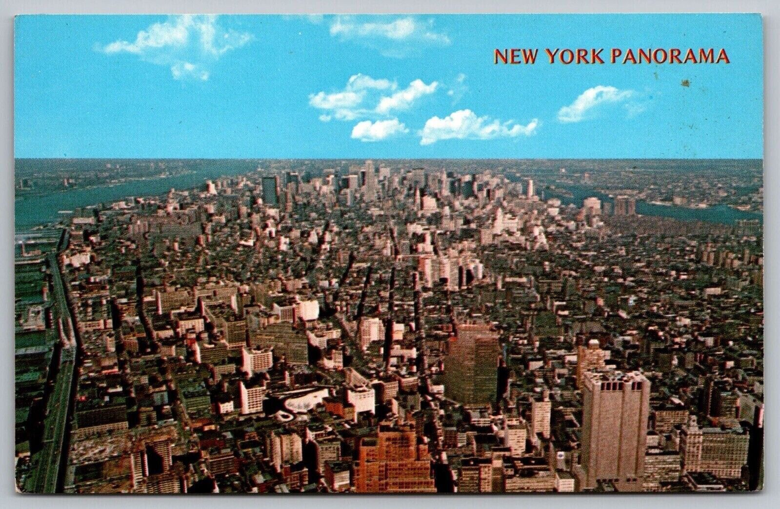 New York City NY Downtown City Skylines Panoramic View Chrome Postcard ...