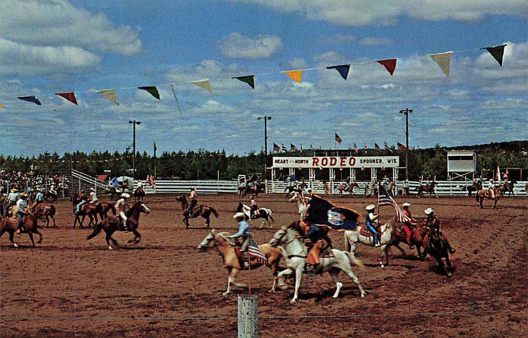 1970s North Rodeo Horse Riders Cowboys Flags Patriotic Spooner WI P235x ...