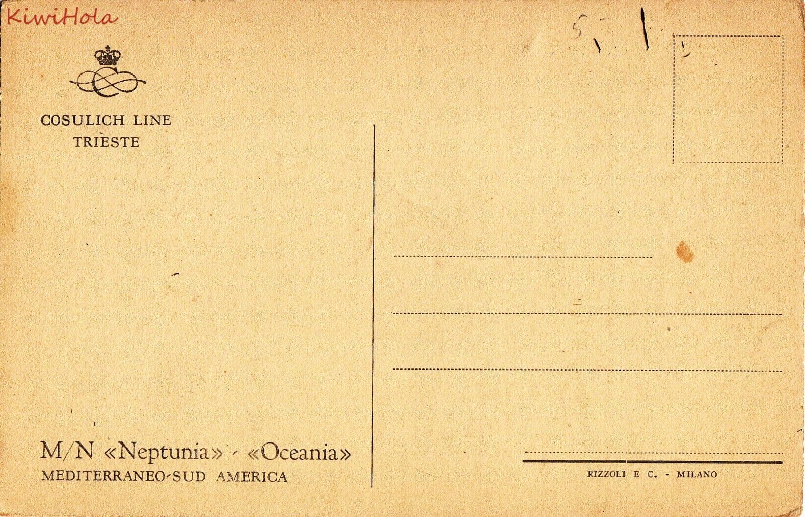 Postcard Ship Cosulich Line Trieste M/N Neptunia Oceania | Europe ...