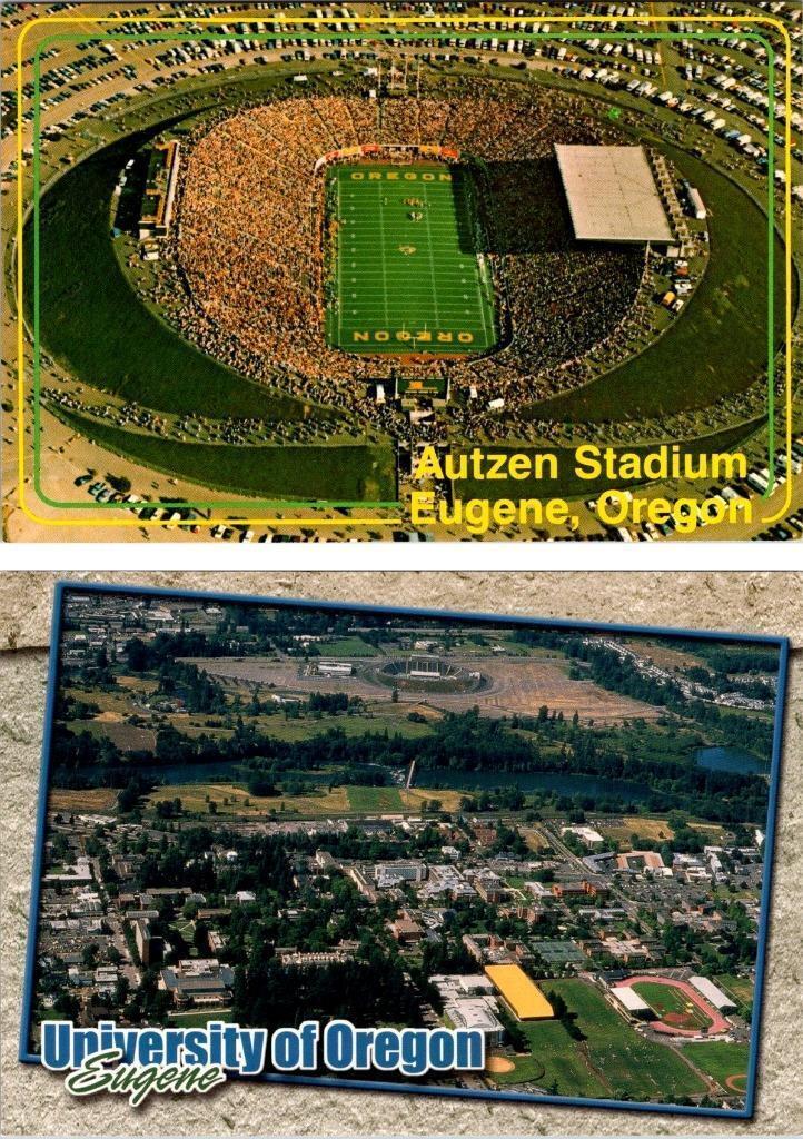 2~4X6 Postcards Eugene UNIVERSITY OF OREGON Autzen Stadium~Ducks ...