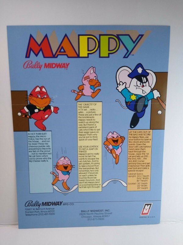 Mappy Arcade Flyer Original Midway 1983 Retro Video Game Art Promo 8.5 ...