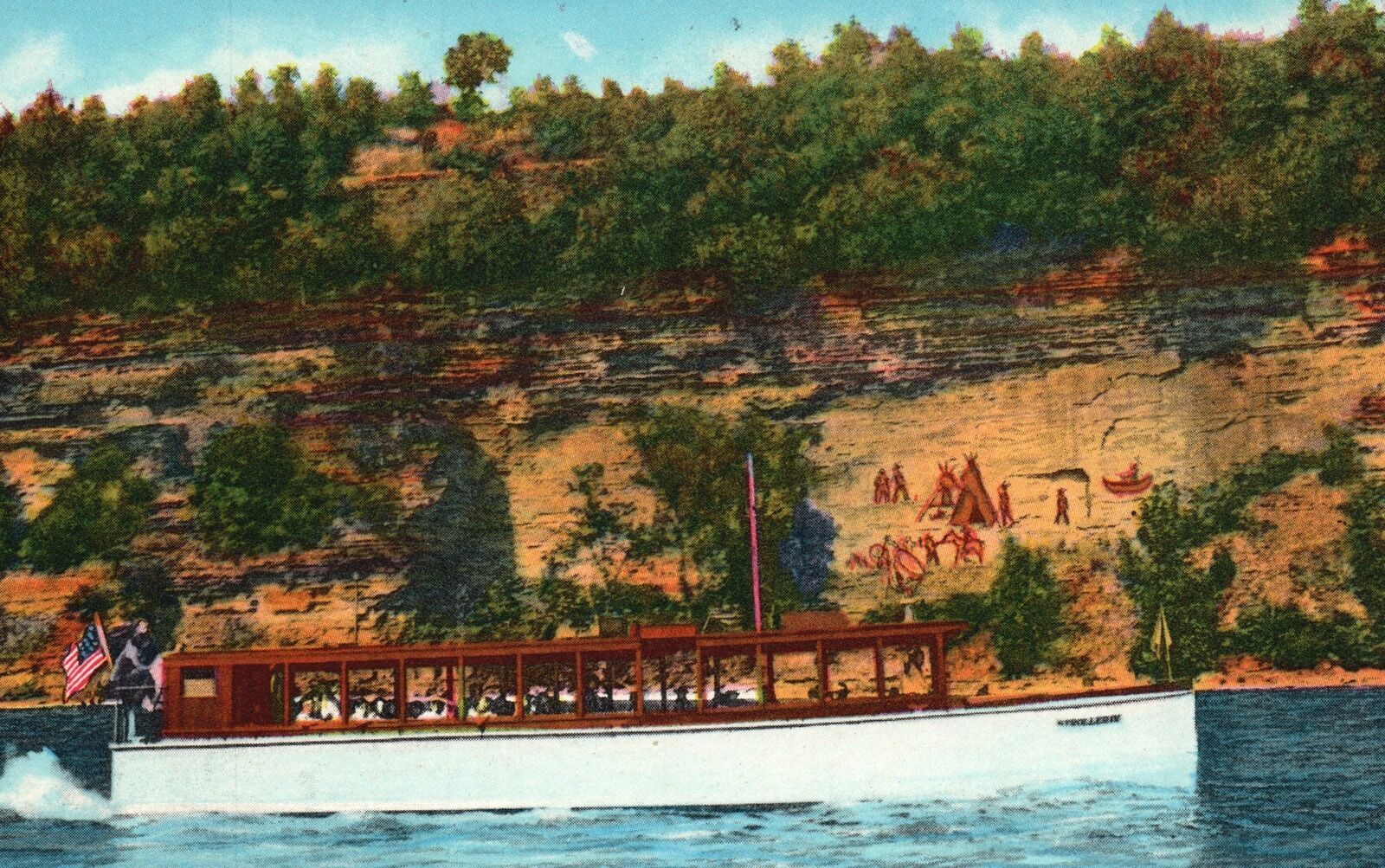 Vintage Postcard Capt. Palmers' Lake Ride Painted Rocks Seneca Lake ...
