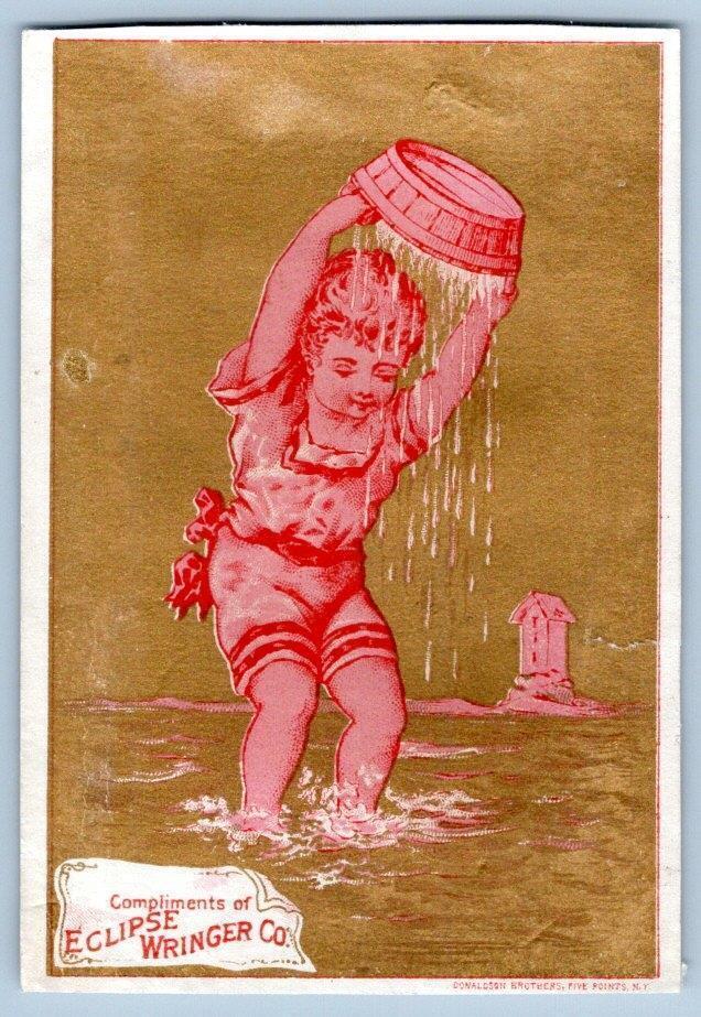 Eclipse Wringer Co*Girl Dumps Water on Head*Gold Metallic Victorian ...