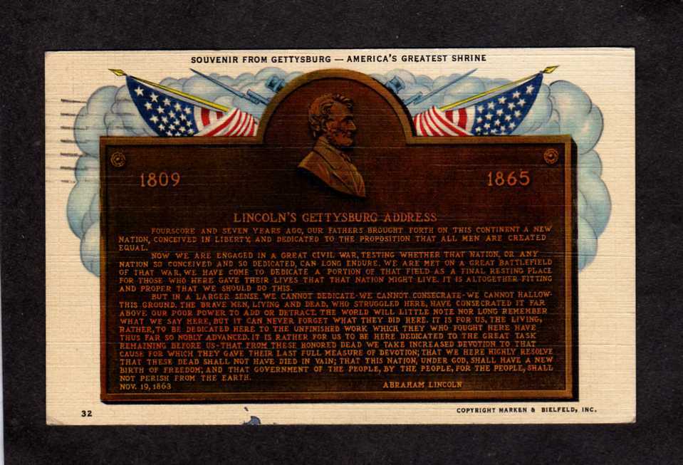 PA Abraham Lincoln's Gettysburg Address Flags Patriotic Civil War ...