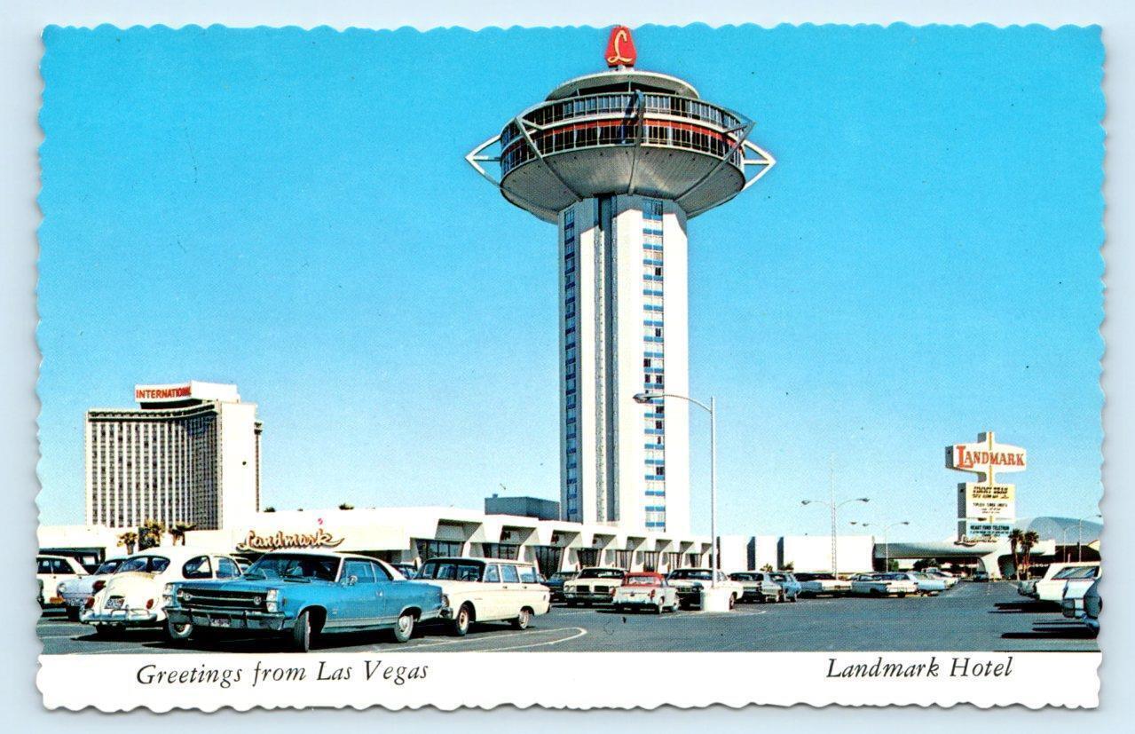 2 Postcards LAS VEGAS, NV ~ Night/Day LANDMARK HOTEL Casino c1960s-70s ...