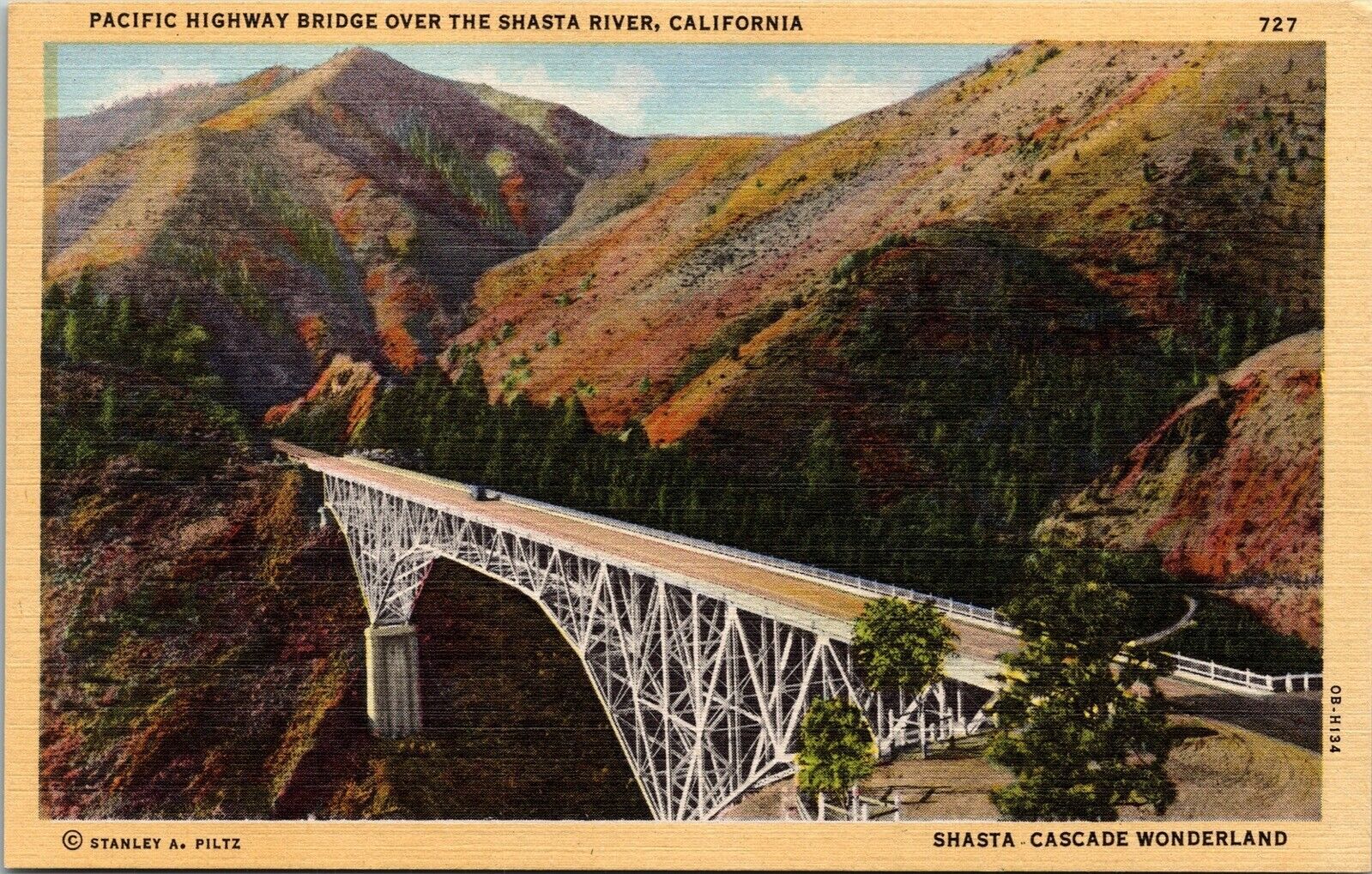 Pacific Highway Bridge Shasta River California Scenic Landscape Linen ...