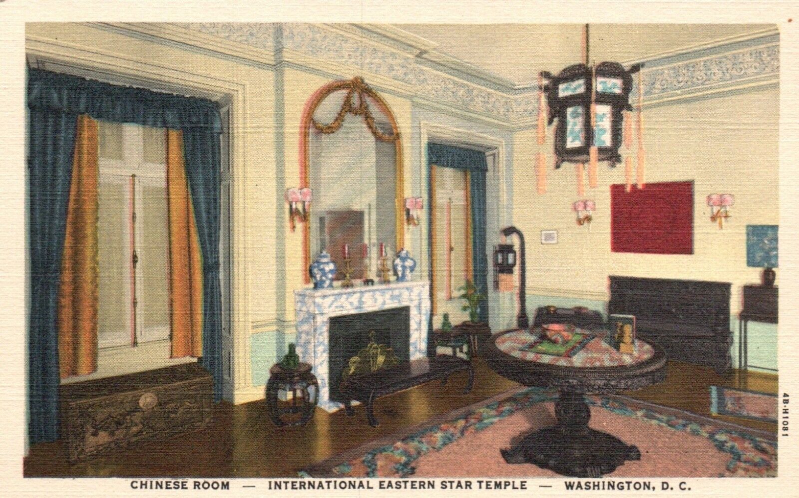 Postcard Washington DC Internat'l Eastern Star Temple Chinese Room 1944 ...