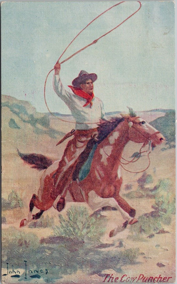 John Innes Artist The Cow Puncher Western Anglo Cowboy Series Postcard ...