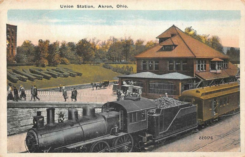 Union Railroad Station Train Depot Akron Ohio Postcard (C.1920 ...