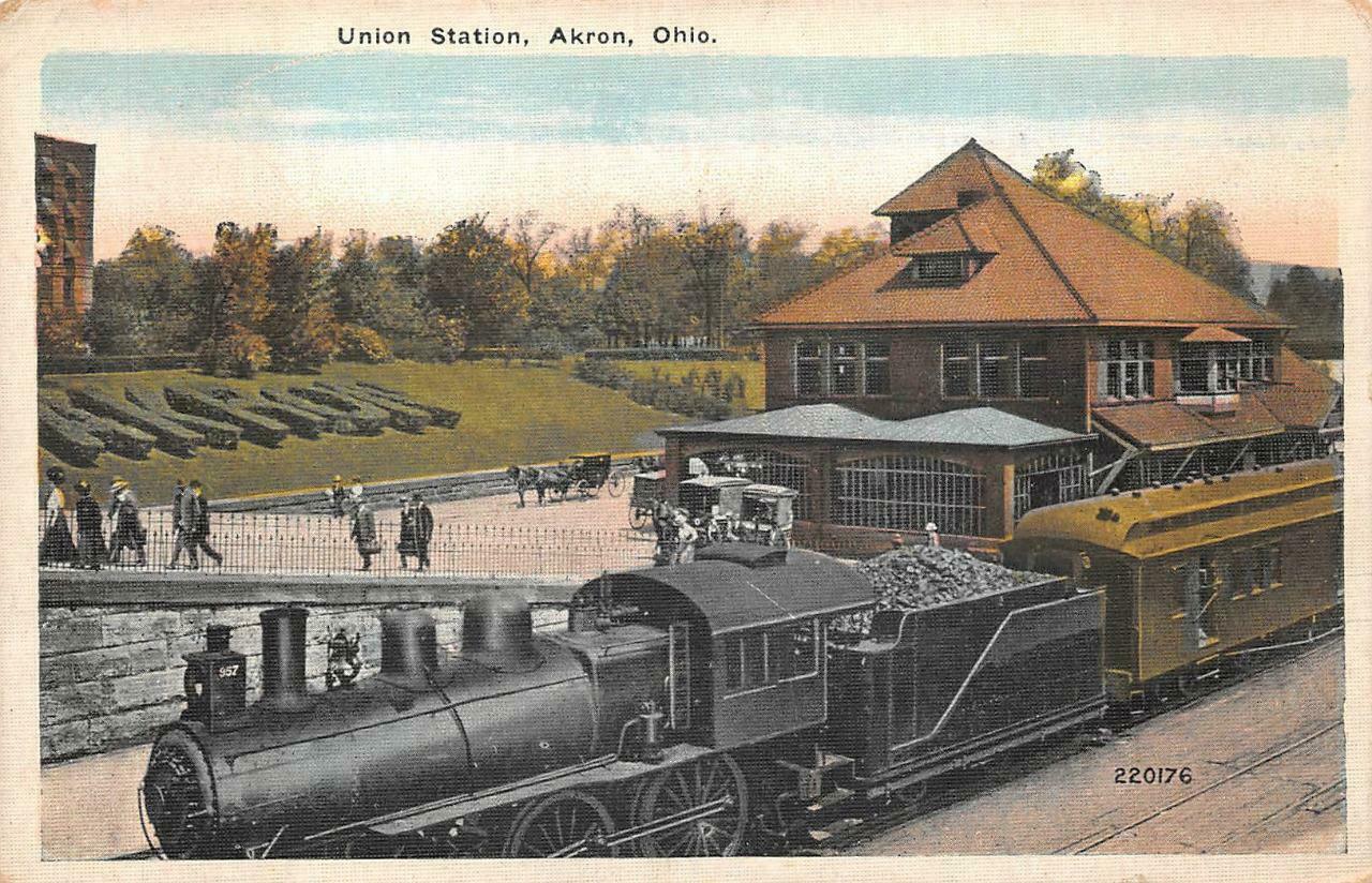Union Railroad Station Train Depot Akron Ohio Postcard (C.1920 ...
