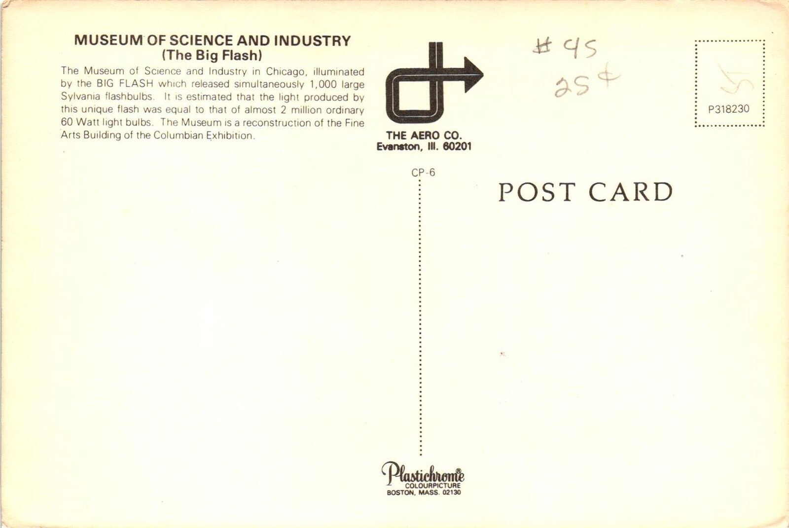 Vintage Postcard 4x6- MUSEUM OF SCIENCE AND INDUSTRY, CHICAGO, IL. 1960 ...