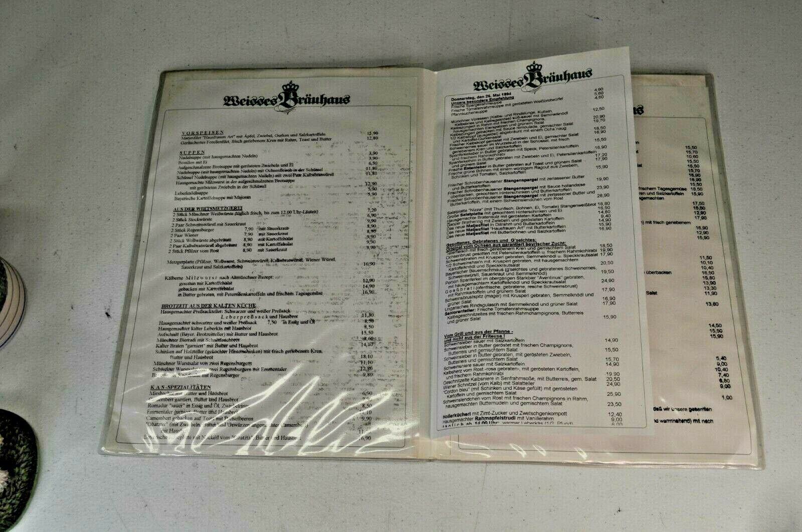 Vintage Schneider Weisse Weisses Branhaus Speisen & Getranke Menu ...