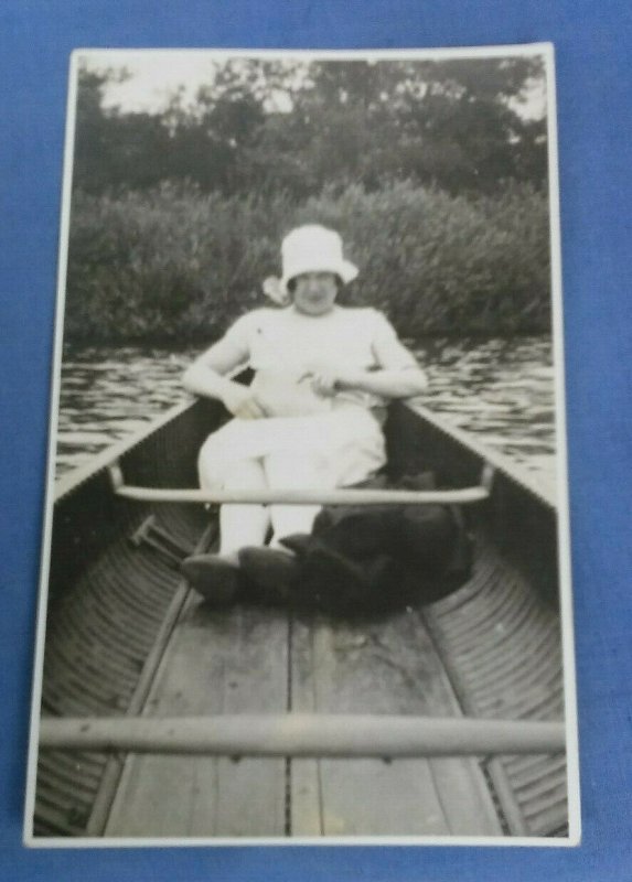 Vintage Real Photo Postcard Lady Reclining In Rowing Boat 1930s G1F ...