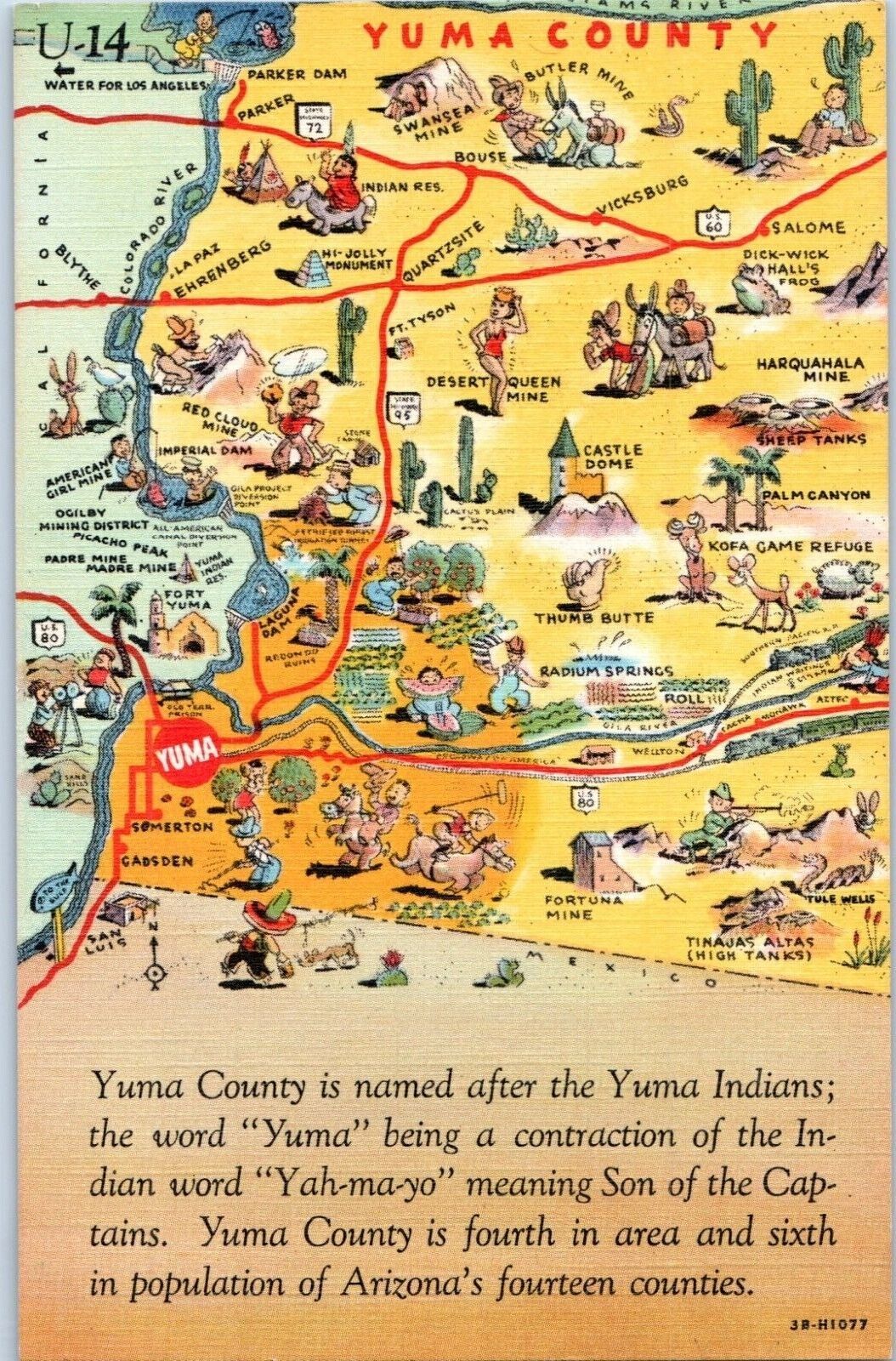 Areas of Yuma County named after the Yuma Indians Arizona w Map ...
