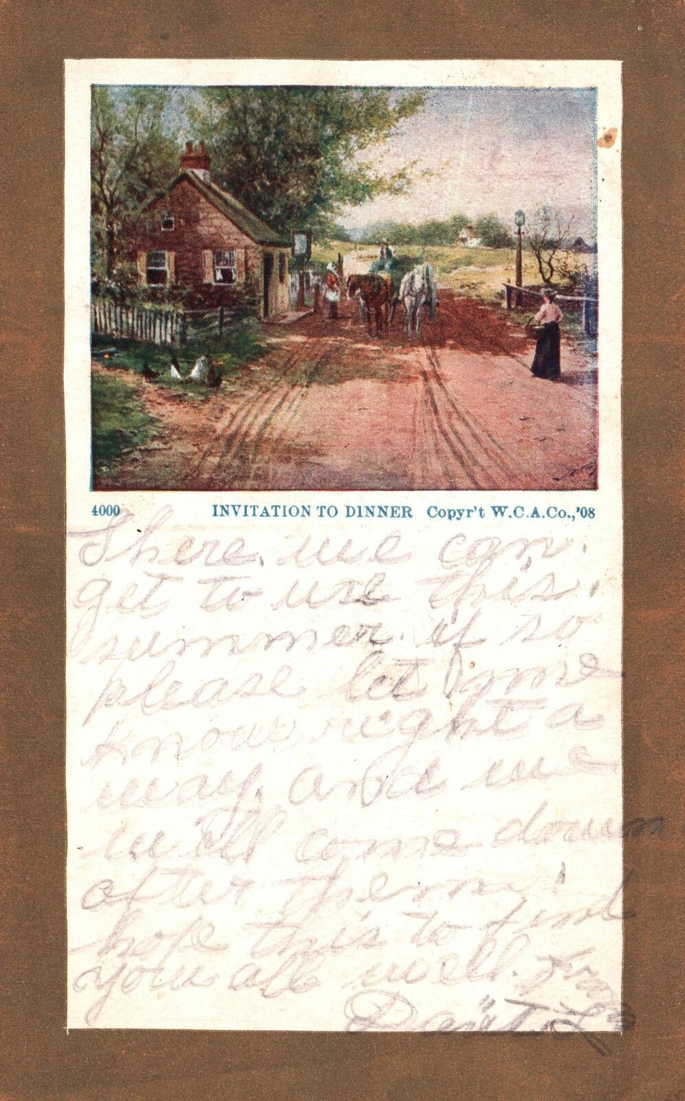 Vintage Postcard 1910's Invitation To Dinner Landscape Card Home ...