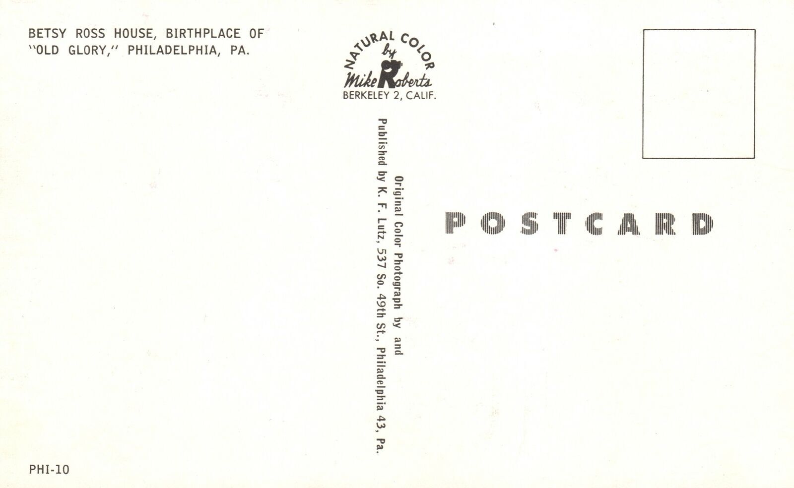 Vintage Postcard Betsy Ross House Birthplace of Old Glory Philadelphia ...