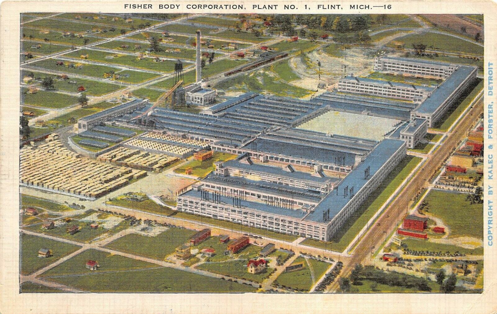 Flint Michigan 1939 Postcard Fisher Body Corporation Plant No. 1 ...