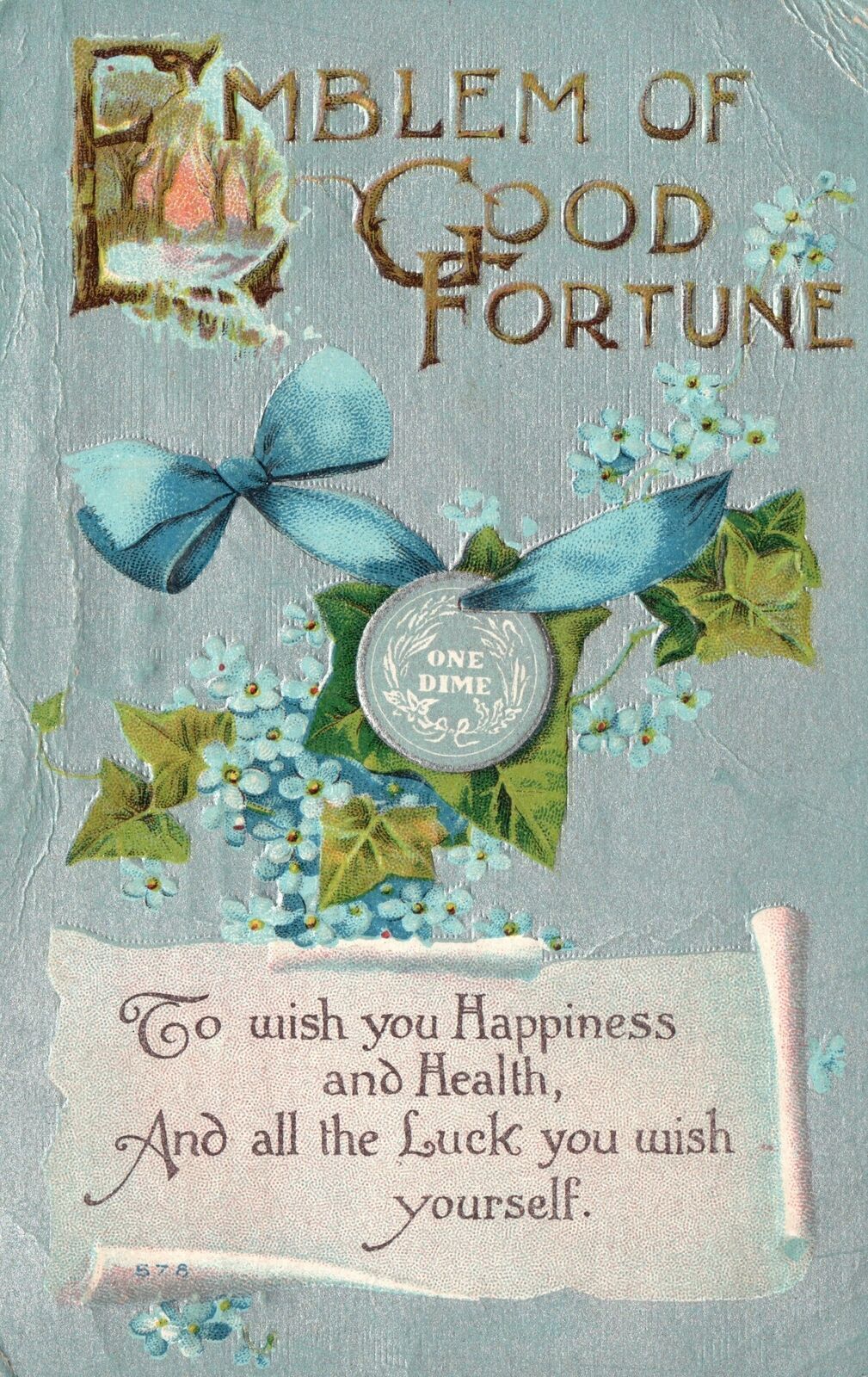 Vintage Postcard Emblem Of Good Fortune To Wish You Happiness And ...
