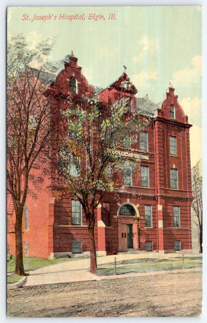 1910'S ST Joseph's Hospital Elgin Illinois Exterior View Dirt Road ...