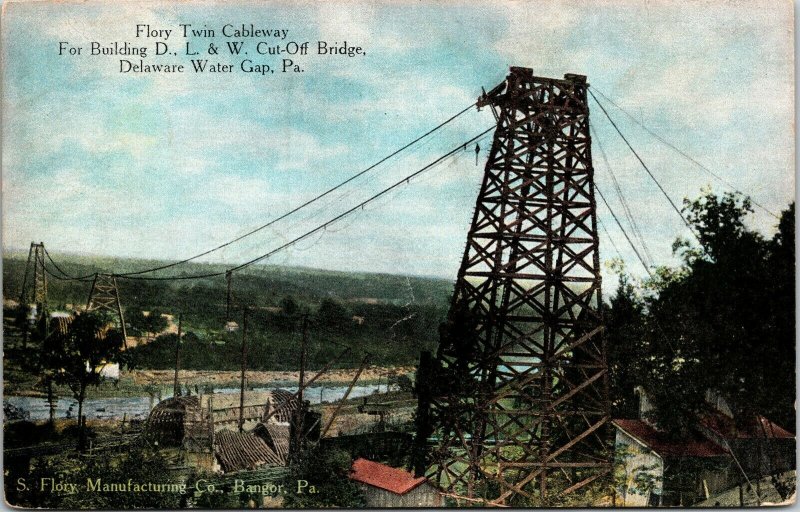 Delaware Water Gap Penn Flory Twin Cableway D.L.& W. Cutt-Off Bridge ...
