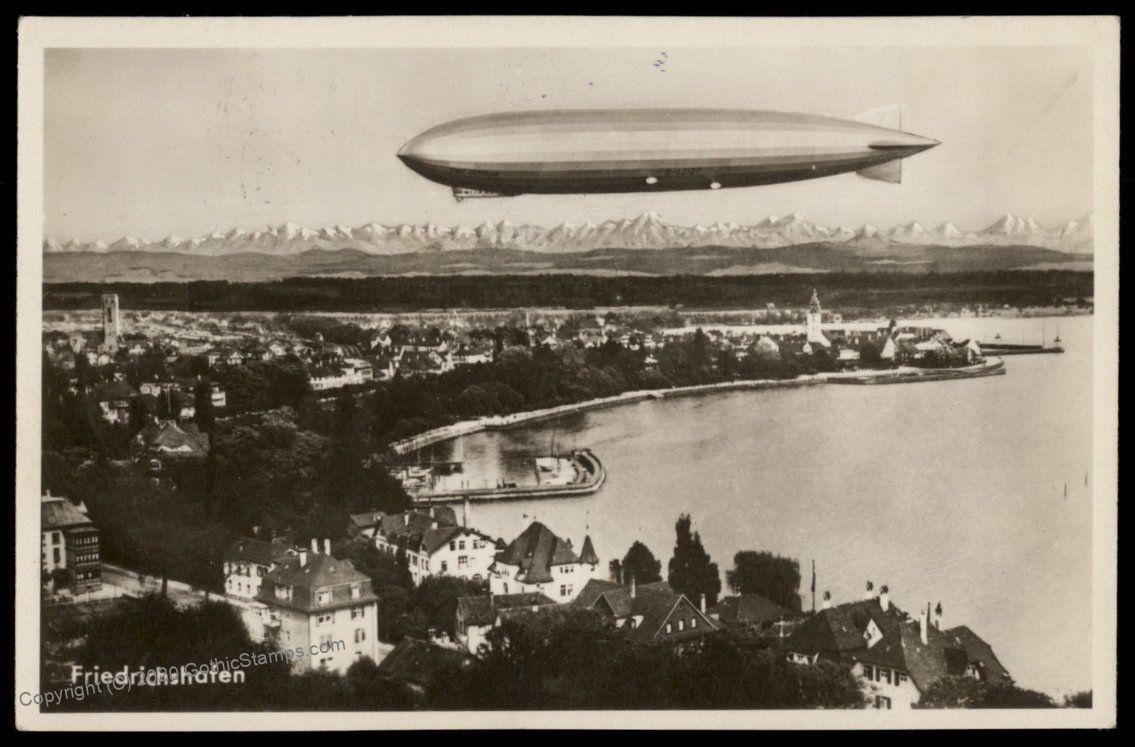 Germany 1933 Graf Zeppelin Airship Over Friedrichshafen RPPC G78616 ...