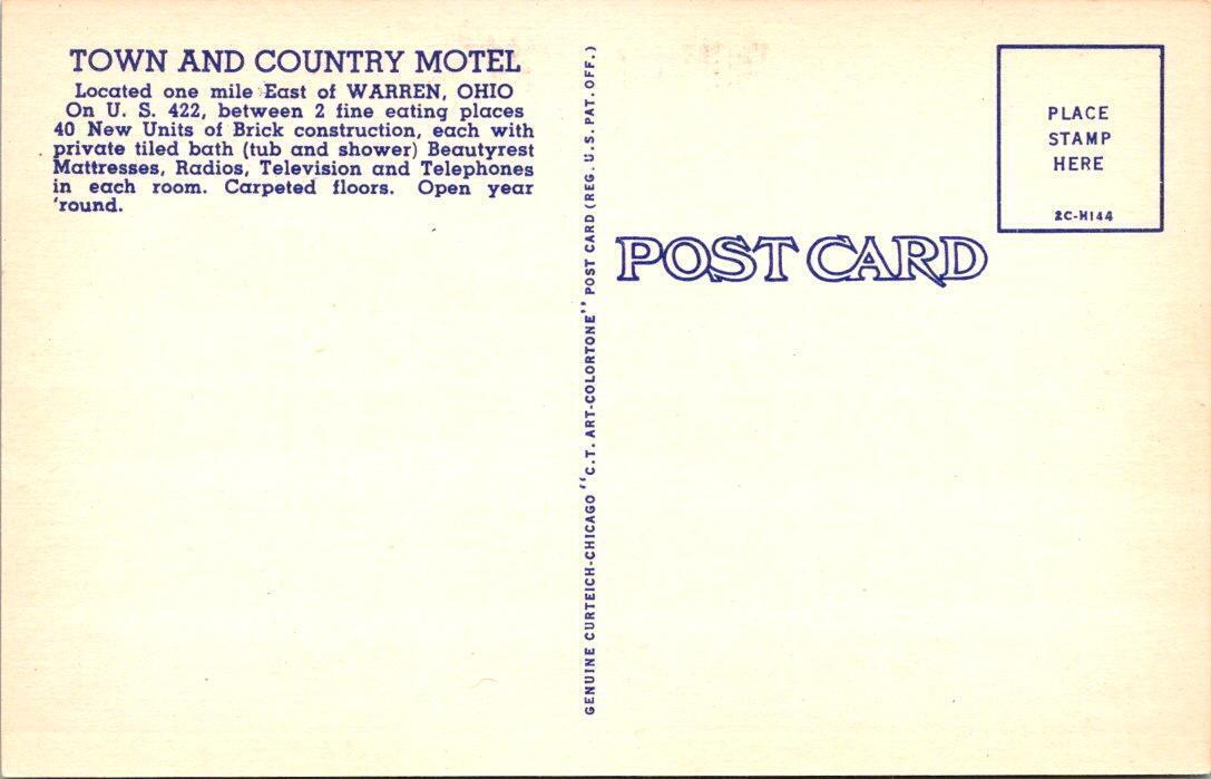 Warren, OH Ohio TOWN & COUNTRY MOTEL Roadside TRUMBULL COUNTY ca1940's ...