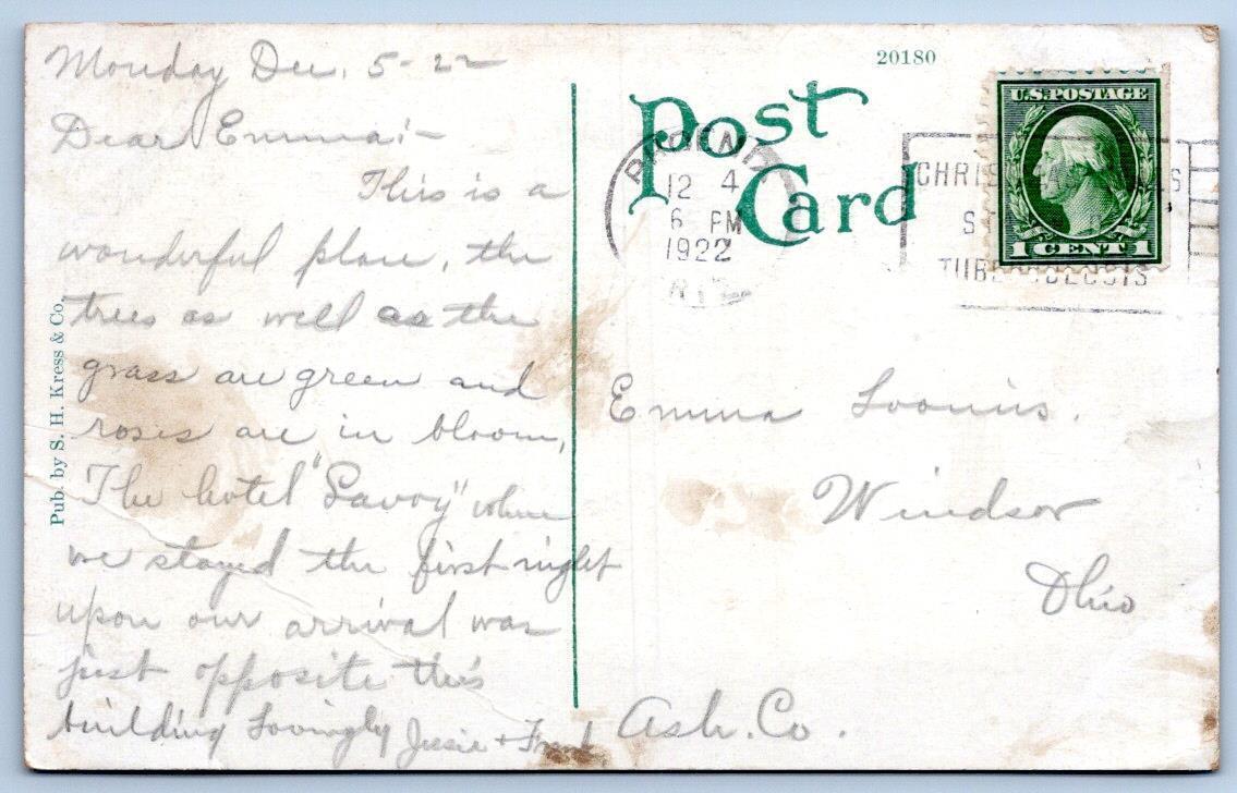 1922 Phoenix Arizona City Hall and Plaza Palm Trees Fountain American ...