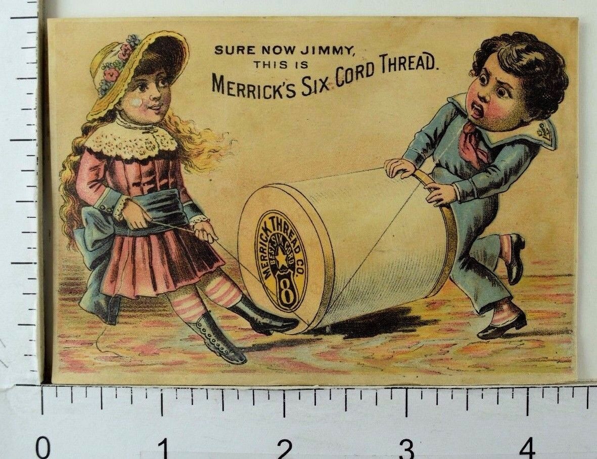 Merrick Thread Co Girl Pulling Boy's Tooth With Giant Spool Thread P38 ...