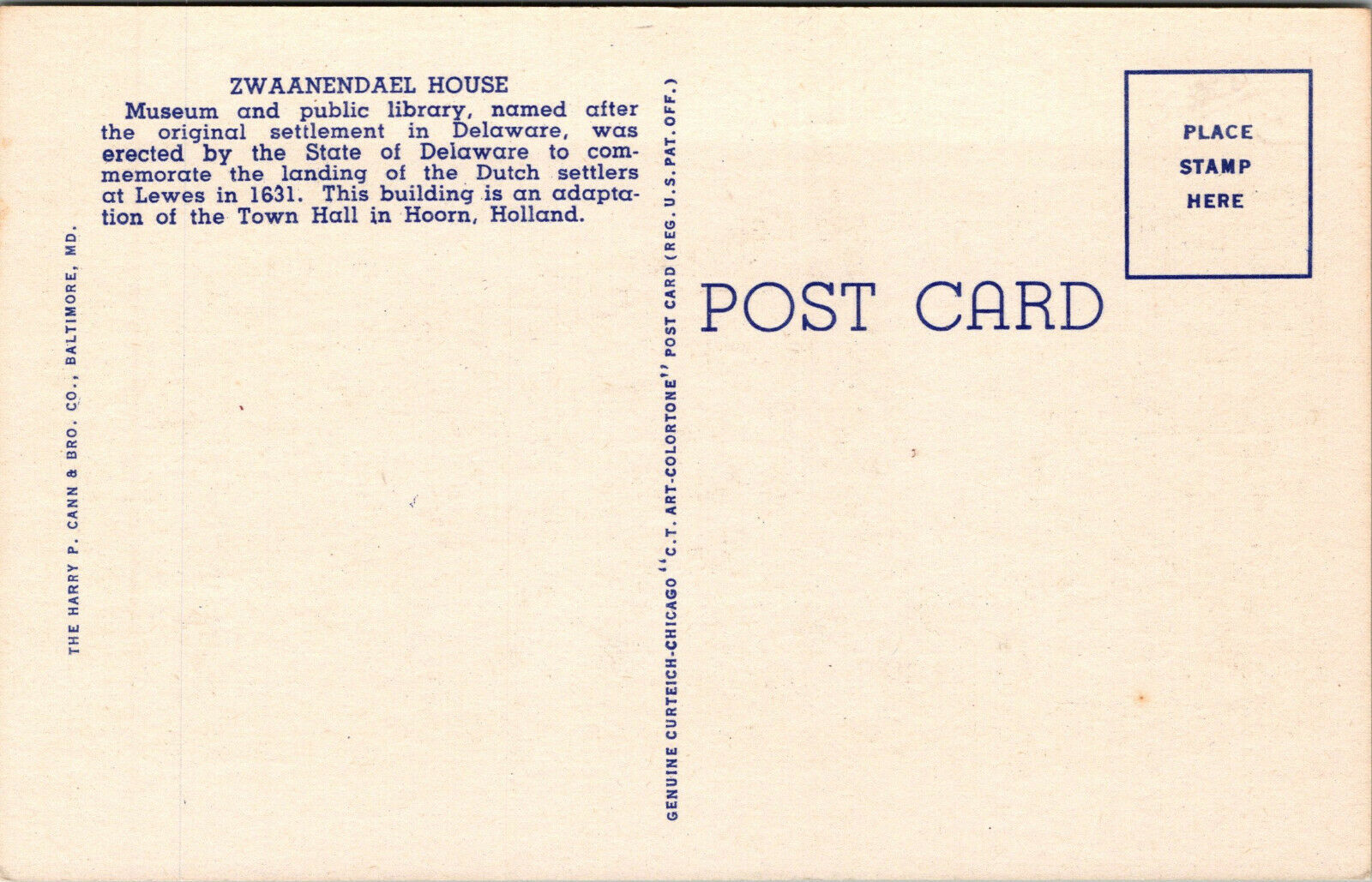 Vtg 1940s Zwaanendael House Memorial First Settlement Lewes Delaware DE ...
