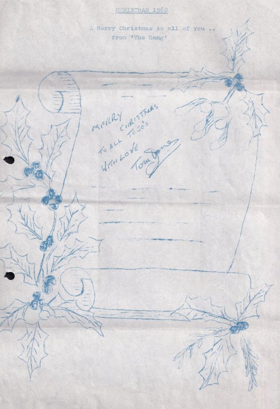 Happy Christmas From Tom Jones in 1968 Fan Club Ephemera | Topics ...