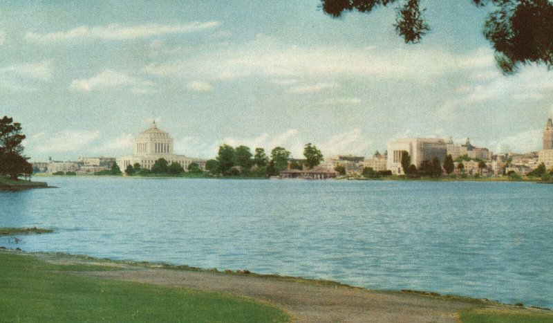 Vintage Postcard Lake Merritt Oakland's Civic Building Downtown ...