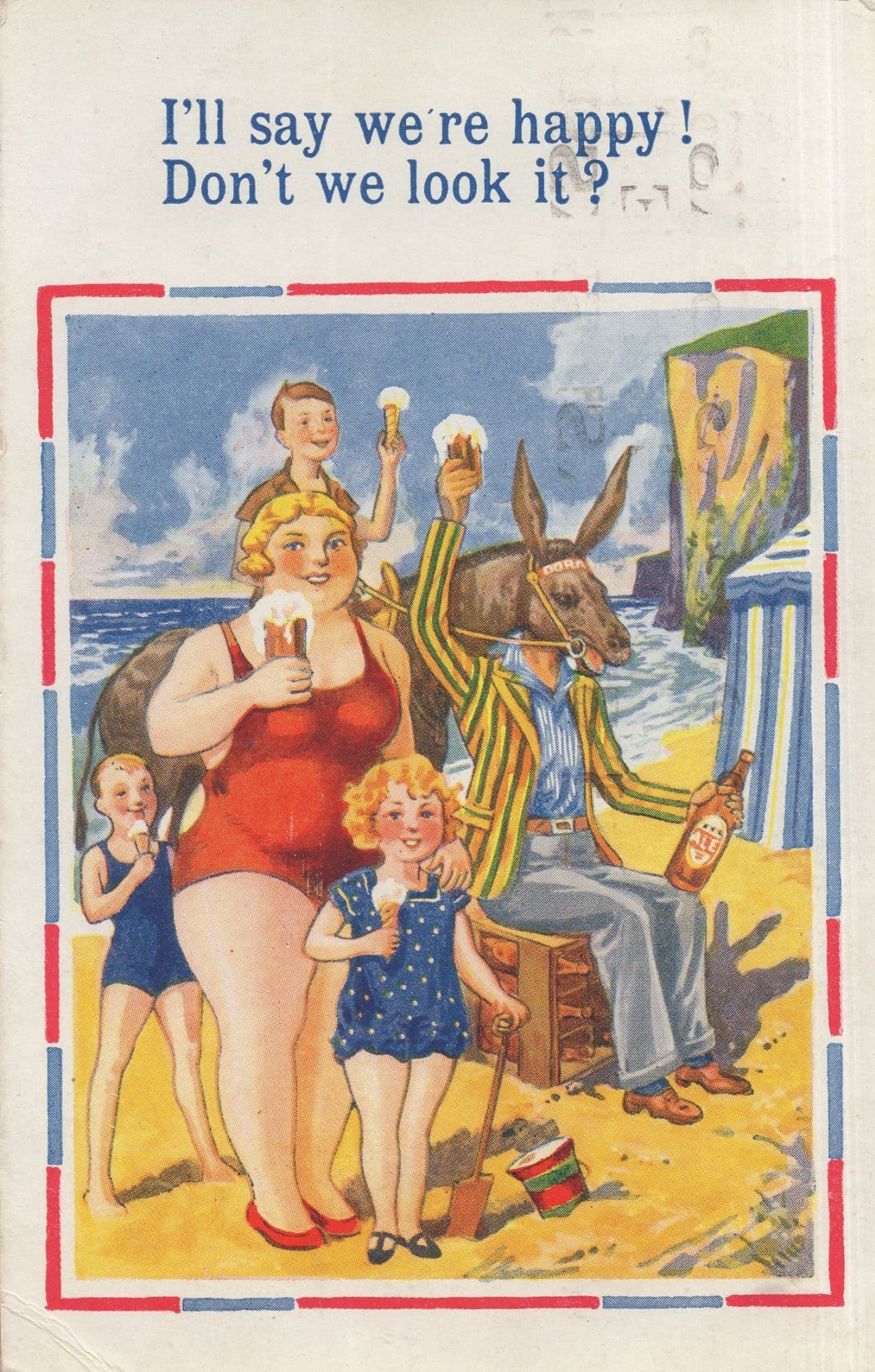 WW2 Bottle Of Real Ale Seaside 1939 Comic Donkey Postcard | Topics ...
