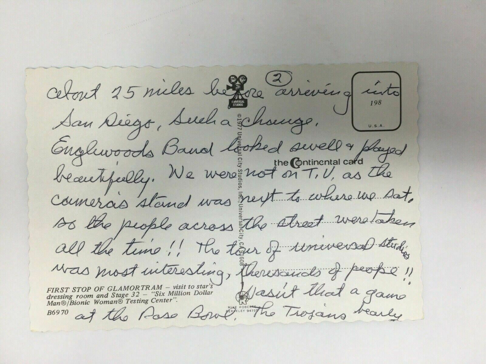 Glamortram Universal Studios Postcard Six Million Dollar Man Bionic ...