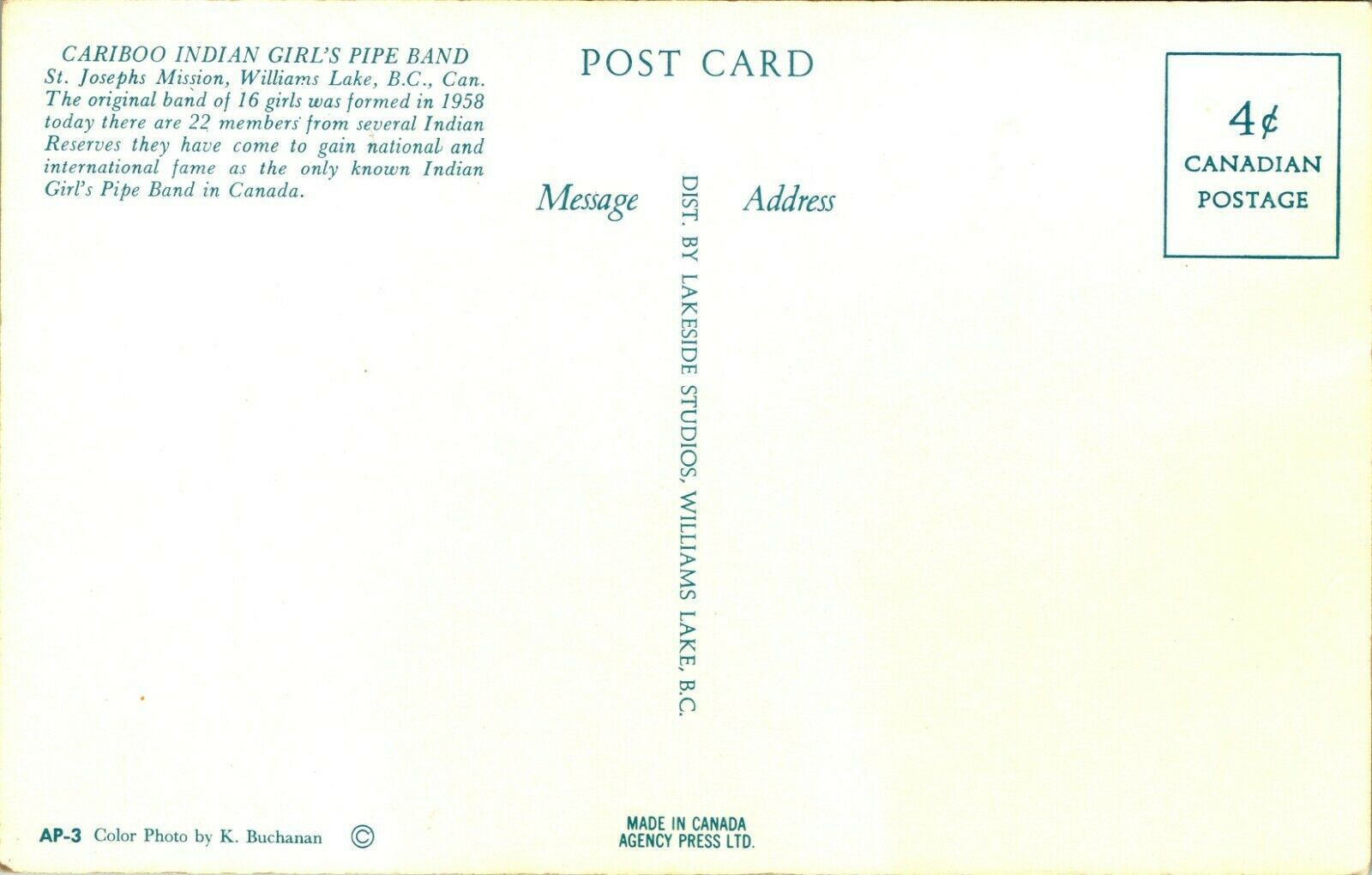 Cariboo Indian Girl's Pipe Band Williams Lake BC Canada UNP Chrome ...