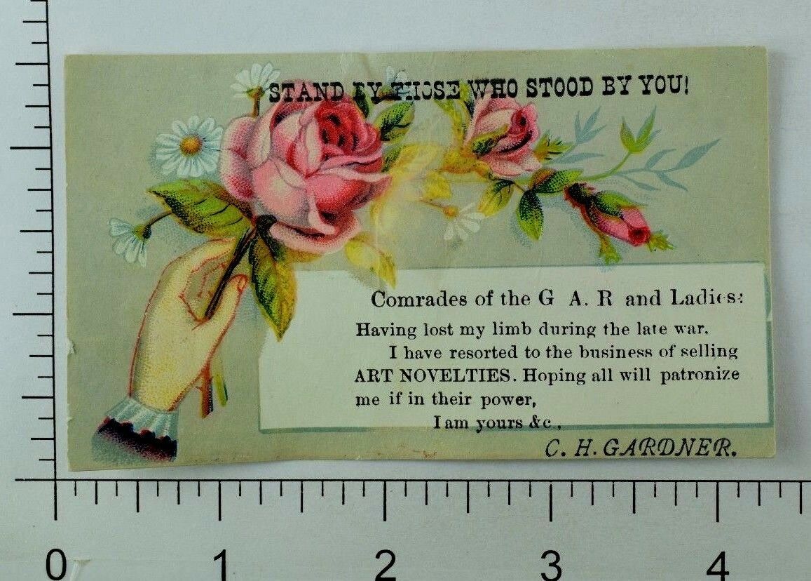 Civil War Veterans GAR Regalia C. H. Gardner Lady's Hand & Rose Daisies ...