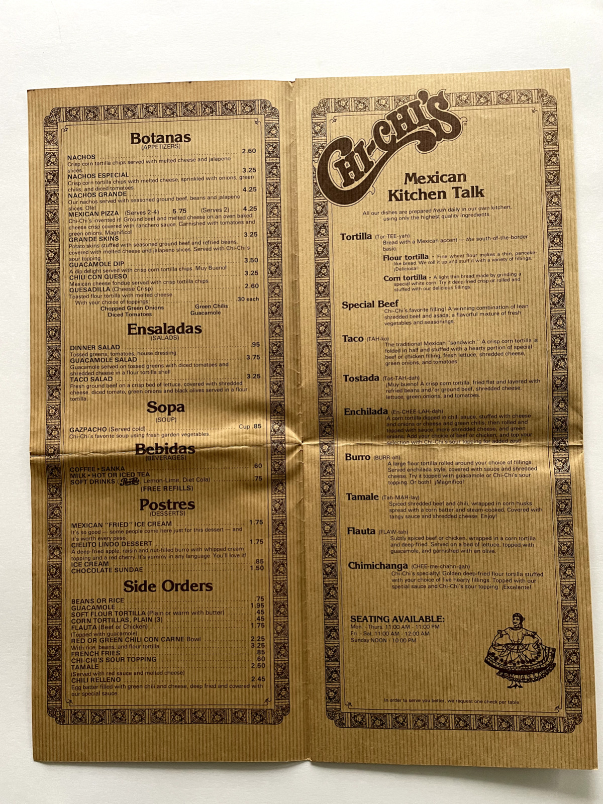 Vintage 80s Chi-Chi's Restaurant Dinner Menu Columbus Ohio | Ephemera ...
