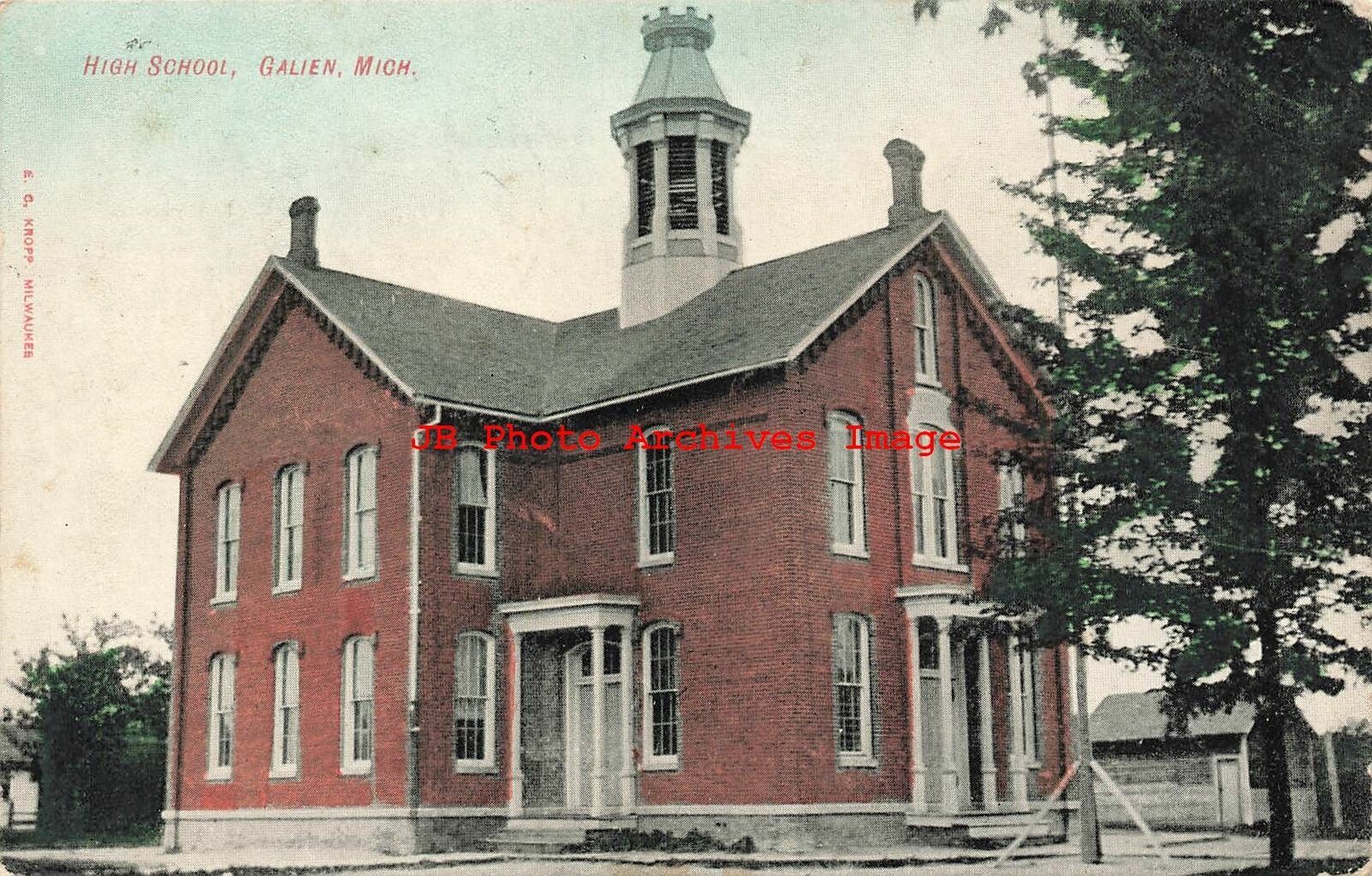 MI, Galien, Michigan, High School Building, Exterior View, 1911 PM, EC ...