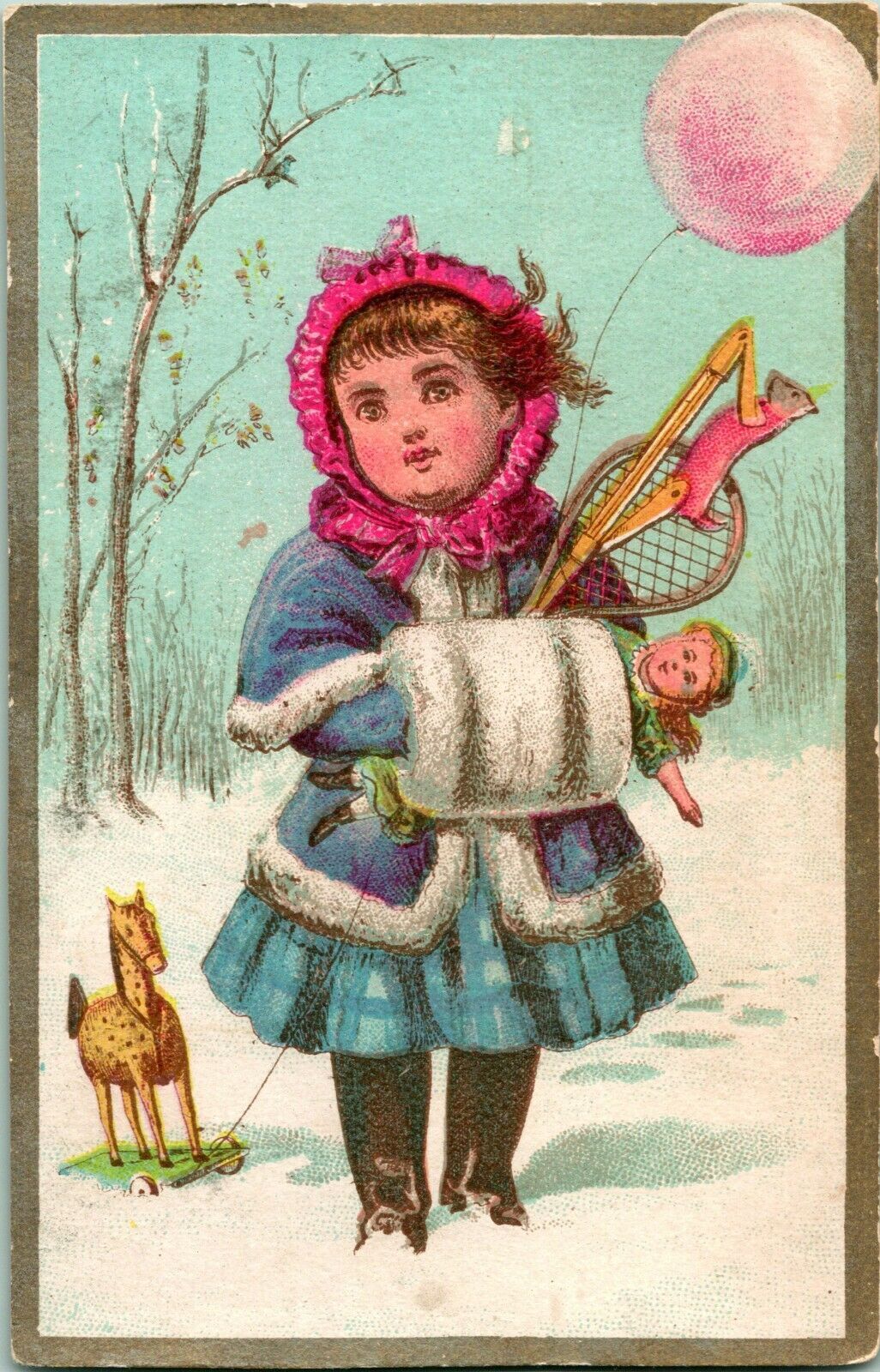 Victorian Trade Card Sample Card - Design No. 24 - Girl in Snow With ...