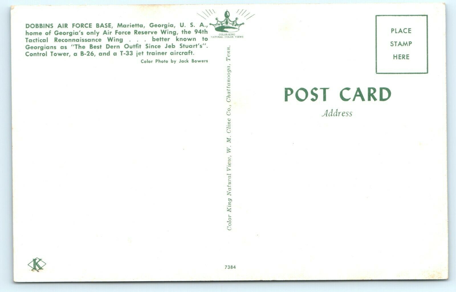 Marietta, GA Dobbins Air Force Base Litho Photo B-26 T-33 Aircrafts ...