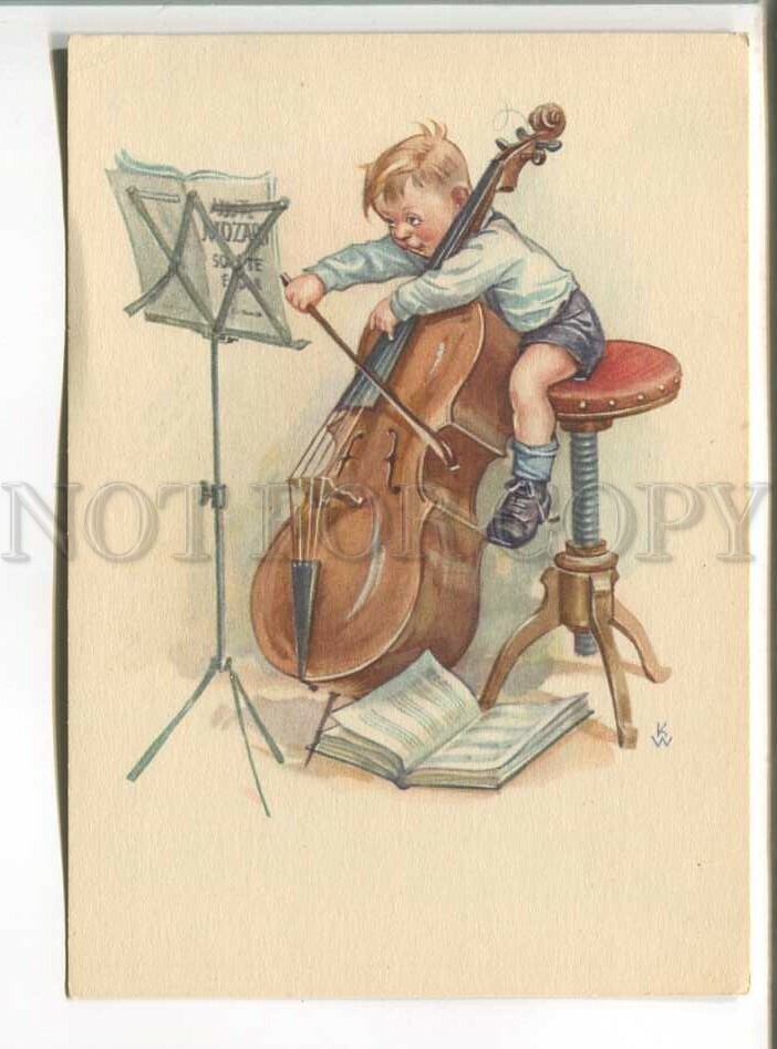 485961 East Germany GDR Kids boy with a huge cello by WALTER KRAUSS ...