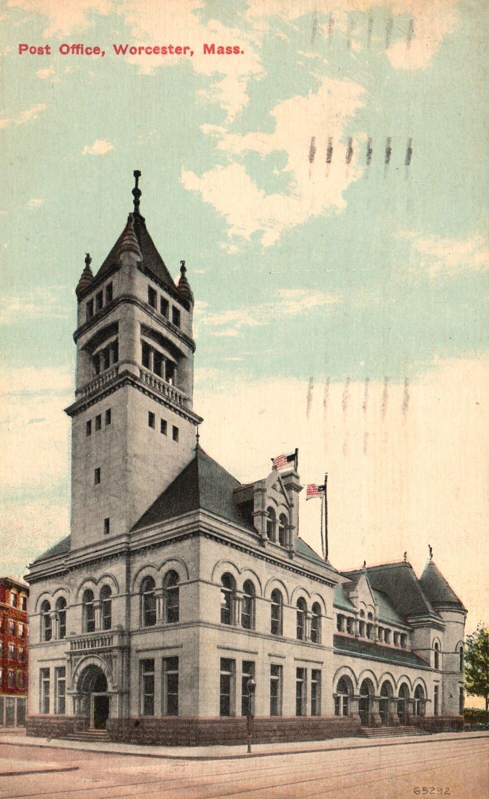 Vintage Postcard 1919 Post Office Building Worcester Massachusetts ...