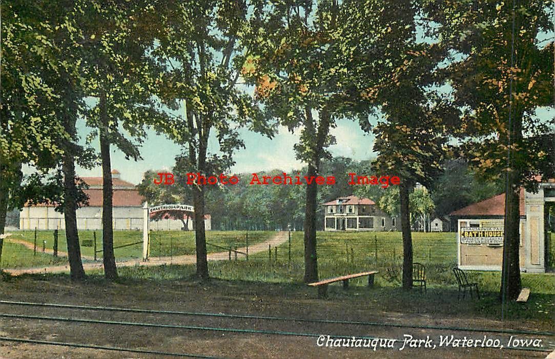 7 Postcards, Waterloo Iowa, Various Chautauqua Park Buildings Scenes ...