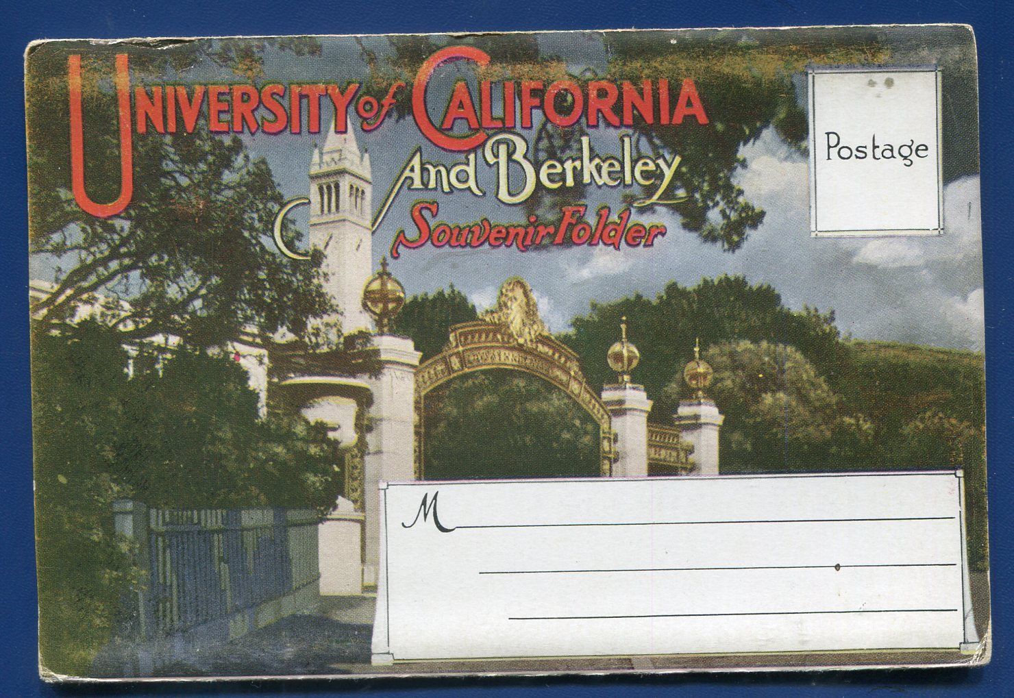 California University Berkeley Sather Gate Doe Library Boelt postcard ...