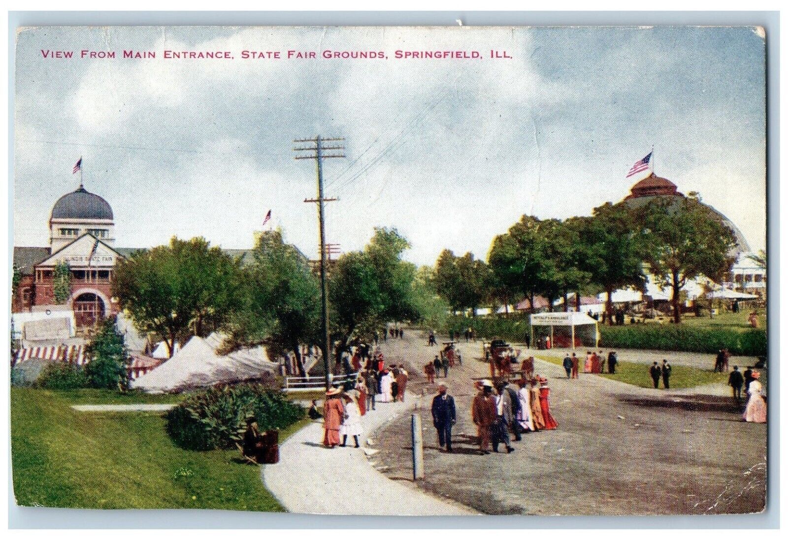 Springfield Illinois Postcard View Main Entrance State Fair Grounds ...
