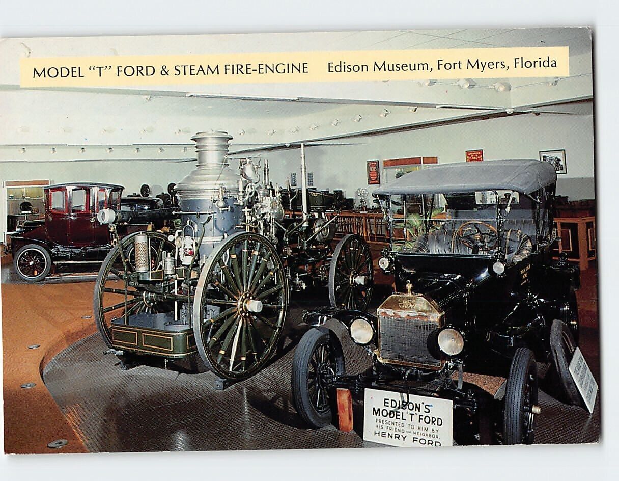 Postcard Model "T" Fort & Steam Fire-Engine, Edison Museum, Fort Myers ...