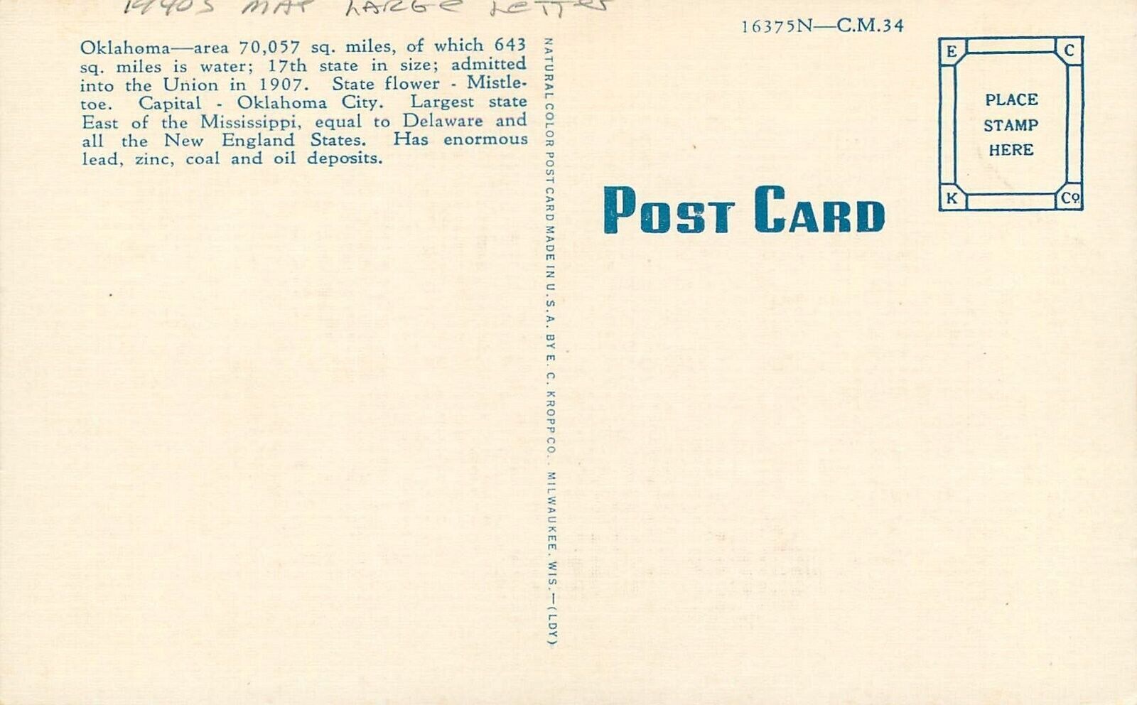 Postcard Oklahoma Map Large Letters multi View 1940s 23-3529 | United ...